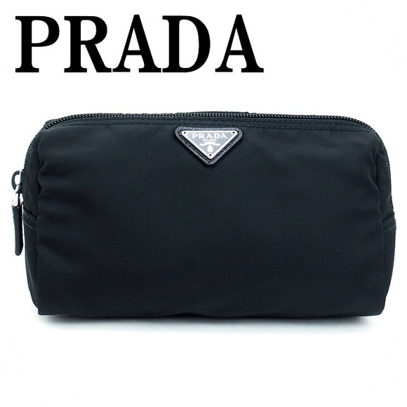 Prada | Bags | Prada Cosmetic Pouch Black Logo | Poshmark